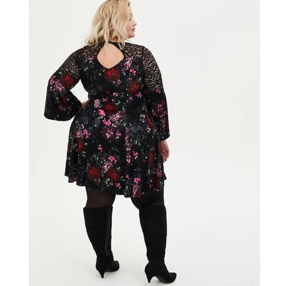 torrid | Dresses | Torrid Super Soft Black Floral Lace Aline Dress ...